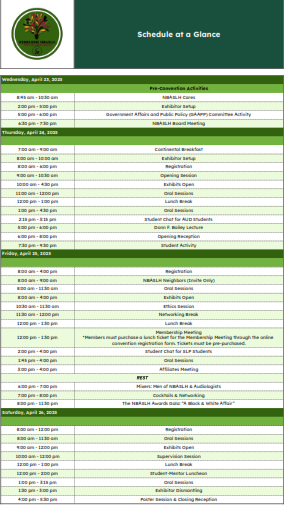 2025 Convention Schedule